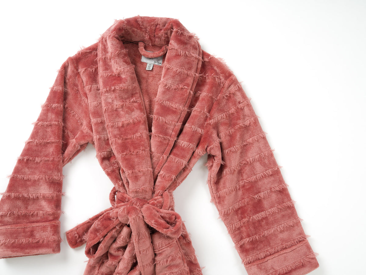 Polyester Furry Stripe Robe - Rose – Daniel Buchler